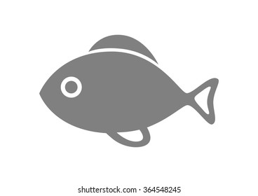 Grey Fish Icon On White Background: vector de stock (libre de regalías ...