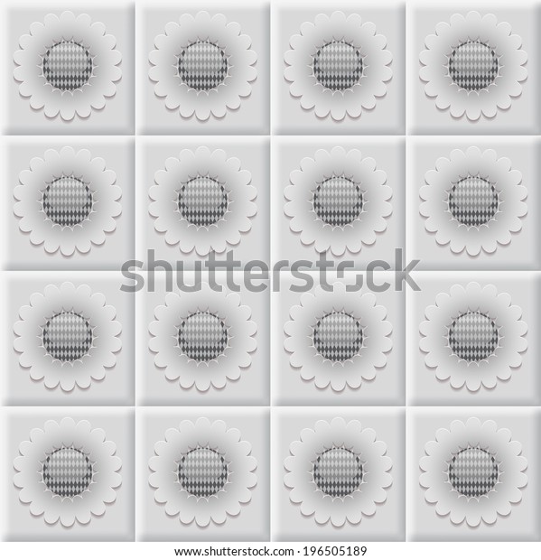 Grey Flowers Tiles Texture Seamless Stock Vector (Royalty Free ...
