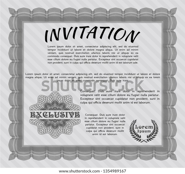 Grey Formal Invitation Cordial Design Vector Stock Vector (Royalty Free ...