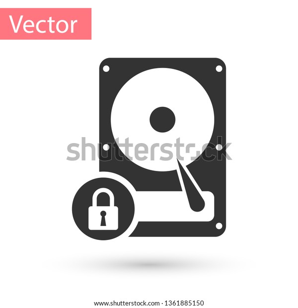 Grey Hard Disk Drive Lock Icon Stock Vector (Royalty Free) 1361885150 ...