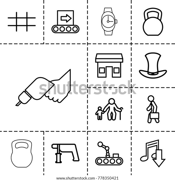 Grey Icons Set 13 Editable Outline Stock Vector (Royalty Free ...