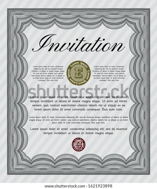 Grey Invitation Template Quality Background Elegant Stock Vector ...