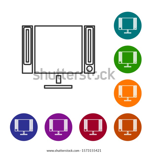Grey Line Smart Tv Icon Isolated Stock Vector (Royalty Free) 1573155421 ...