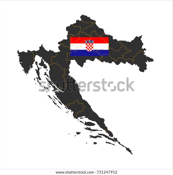 Grey Map Croatia National Flag Stock Vector (Royalty Free) 731247952