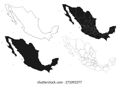 Grey Map Mexico Line Stock Vector (Royalty Free) 271092377 | Shutterstock