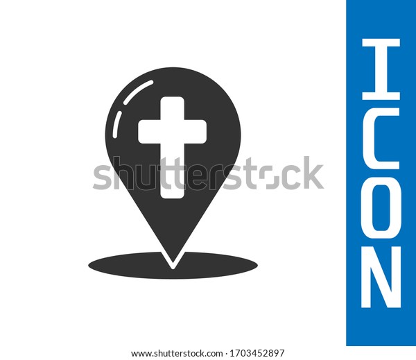 Grey Map Pointer Christian Cross Icon Stock Vector (Royalty Free ...