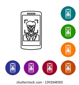 Grey Mobile Phone Face Recognition Line Stock Vector (Royalty Free ...