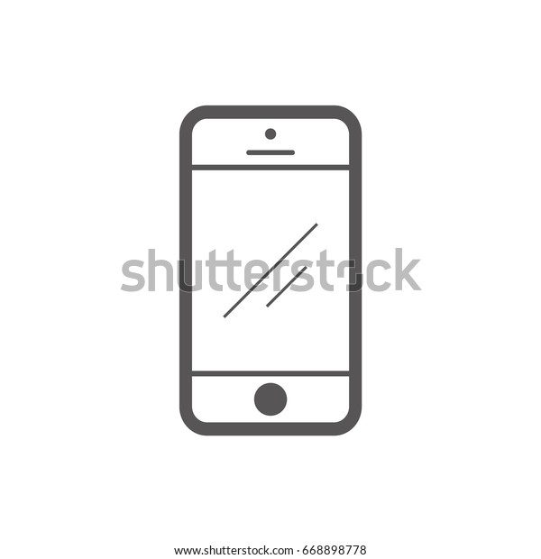 Grey Mobile Phone Outline Flat Style Stock Vector (Royalty Free ...