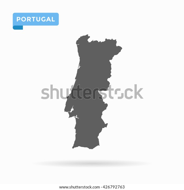 Grey Portugal Map Flat Vector Illustration Stock Vector (Royalty Free ...