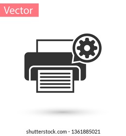 White Printer Gear Icon Isolated On Stock Vector (Royalty Free ...