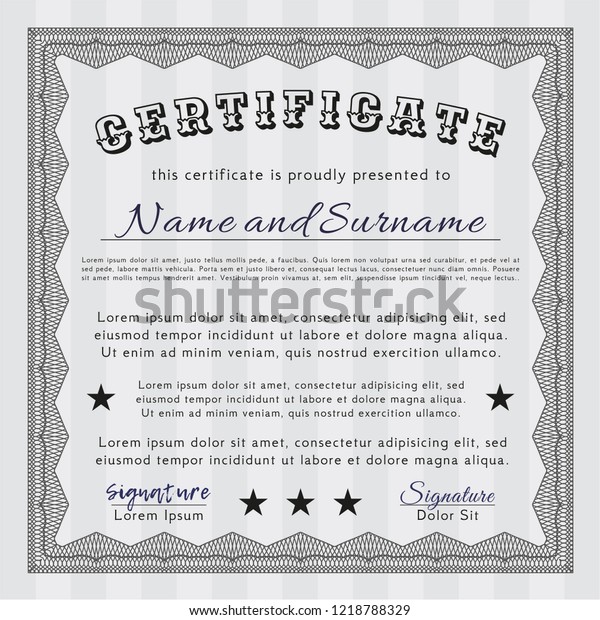 Grey Sample Certificate Easy Print Customizable Stock Vector (Royalty ...