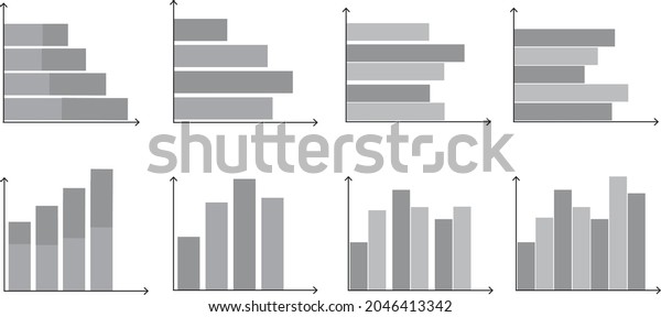 Grey Scale Vector Eight Bar Charts Stock Vector (Royalty Free ...