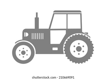 Grey Tractor Icon On White Background: vector de stock (libre de ...