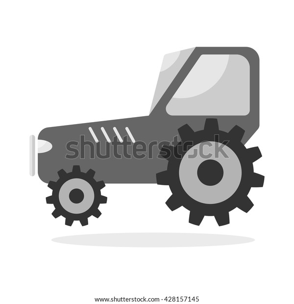 Grey Tractor On White Background Stock Vector (Royalty Free) 428157145 ...