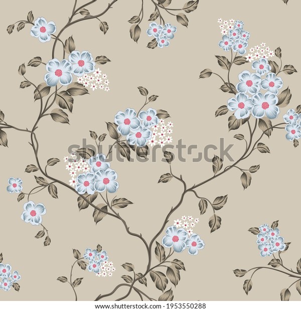 Grey Vector Flowers Leaves Pattern On Stock Vector (Royalty Free ...
