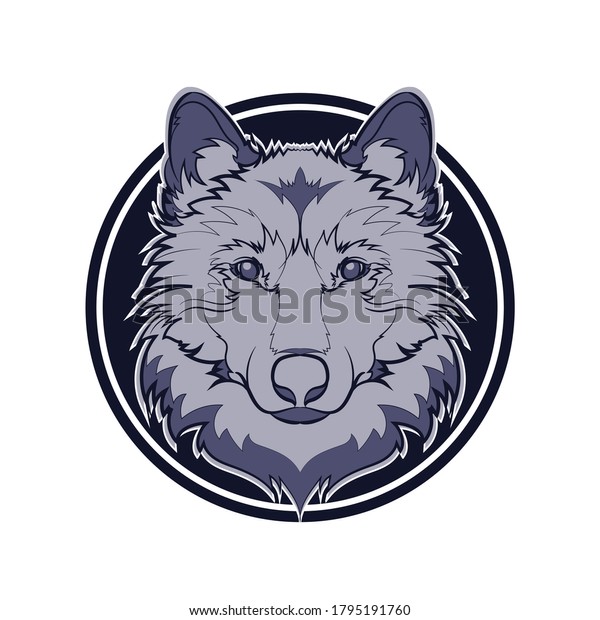 Grey Wolf Head Circle Vector Illustration Stock Vector (Royalty Free ...