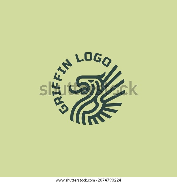 Griffin Head Logo Design Template Linear Stock Vector (Royalty Free ...