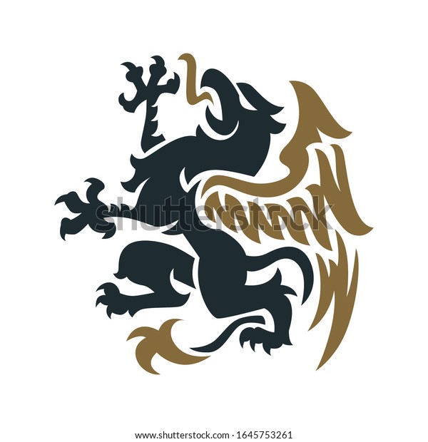 Griffin Heraldry Symbol Vector Illustration Silhouette Stock Vector ...