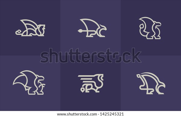 Griffon Logo Set Logo Business Vector Stock Vector (Royalty Free ...