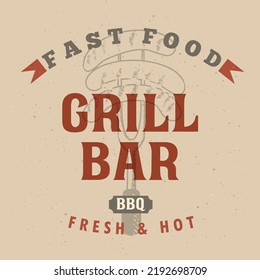 Grill Bar Logo Design Retro Vintage Stock Vector (Royalty Free ...
