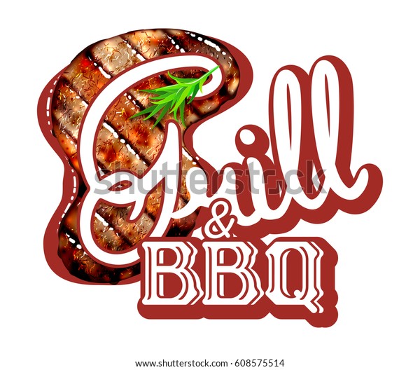 Grill Barbeque Lettering Sshape Grilled Beef Stock Vector (Royalty Free ...
