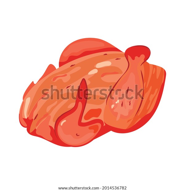 Grilled Chicken Flat Cartoon Illustrationappetizing Roasted Stock ...