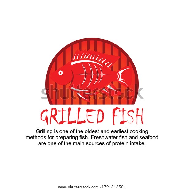Grilled Fish Logo Seafood Stock Vector (Royalty Free) 1791818501