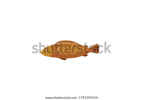 Grilled Fried Fish Vector Illustration Isolated Stock Vector (Royalty ...