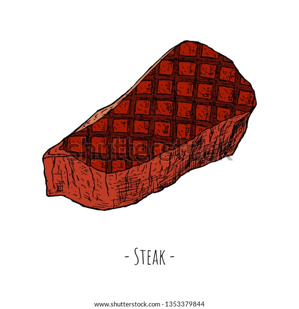 Grilled Steak Vector Cartoon Illustration Isolated Stock Vector ...