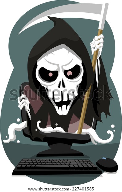 Grim Reaper Coming Out Computer Vector Stock Vector (Royalty Free ...