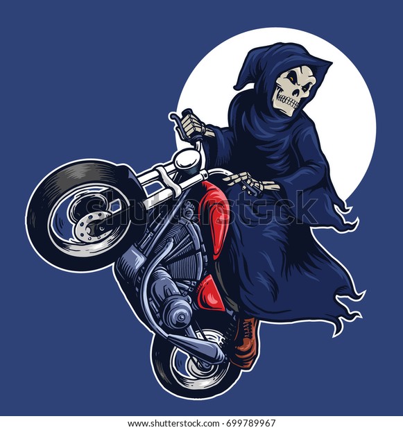 Grim Reaper Performs Wheelie Motorcycle Stock Vector (Royalty Free ...