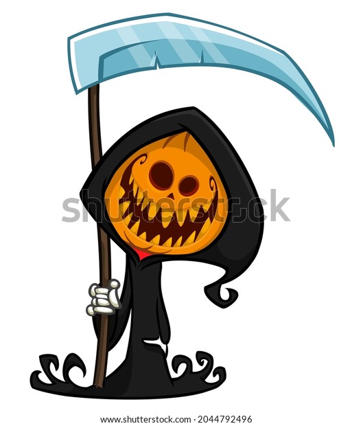 Grim Reaper Pumpkin Head Cartoon Character Stock Vector (Royalty Free ...