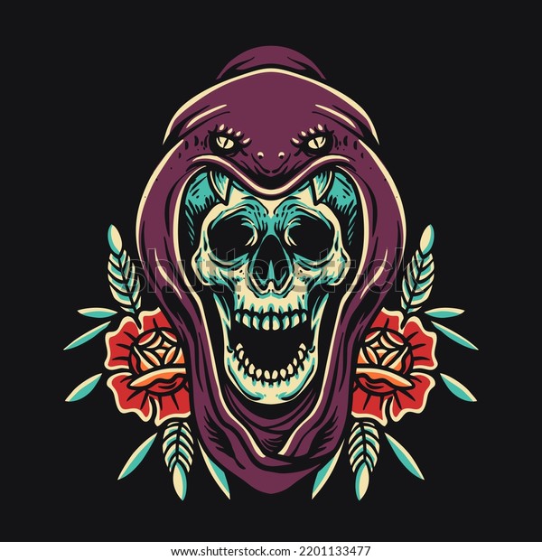 Grim Reaper Snake Flower Retro Vector Stock Vector (Royalty Free ...