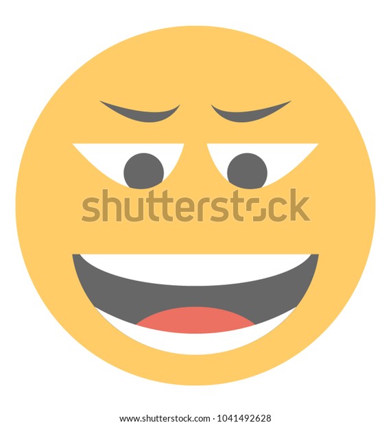 Grin Expression Through Emoticon Icon Stock Vector (Royalty Free ...