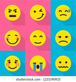Grin Icons Set Flat Set 9 Stock Vector (Royalty Free) 1231590925 ...