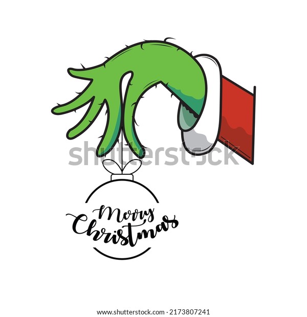 Grinch Hand Merry Christmas Vector Design Stock Vector (Royalty Free ...