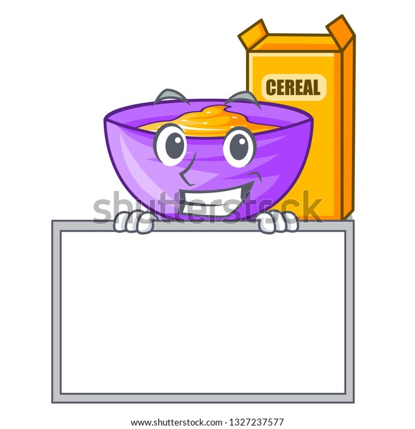 Grinning Board Cereal Box Cartoon Bowl Stock Vector Royalty Free