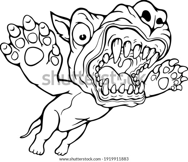 Illustration vectorielle d'une attaque de chien : image vectorielle de ...