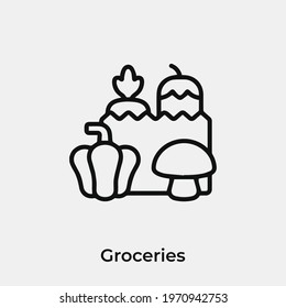Groceries Icon Vector Linear Style Sign Stock Vector (Royalty Free ...