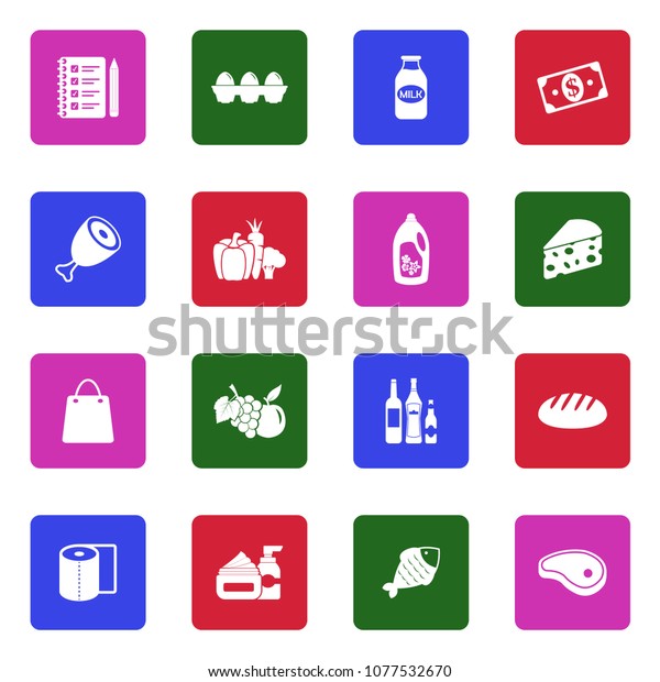 Grocery List Icons White Flat Design Stock Vector (Royalty Free ...