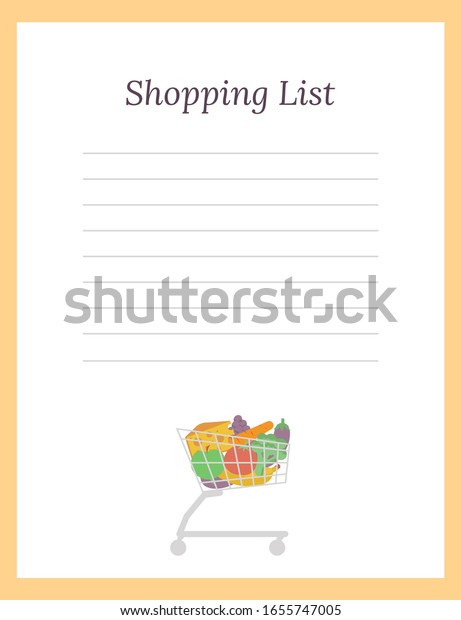 Grocery List Template Vegetables Cart Flat Stock Vector (Royalty Free ...