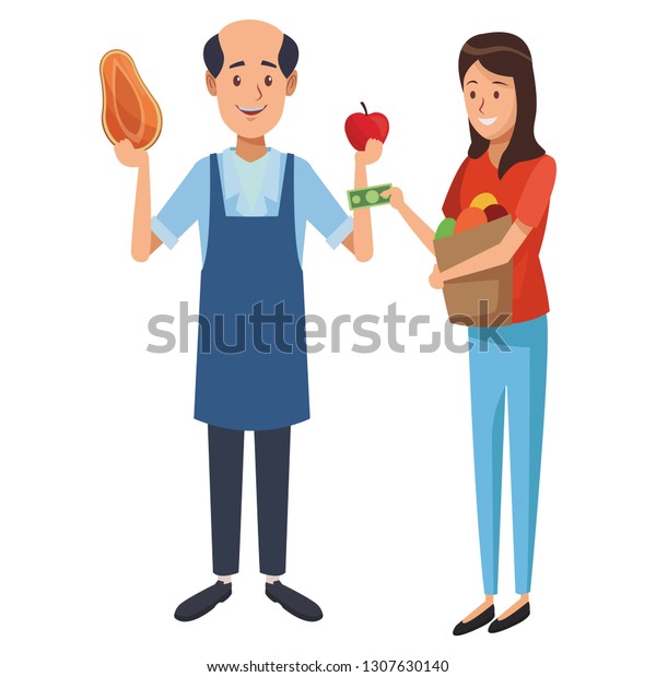 Grocery Man Cartoon Stock Vector (Royalty Free) 1307630140 | Shutterstock