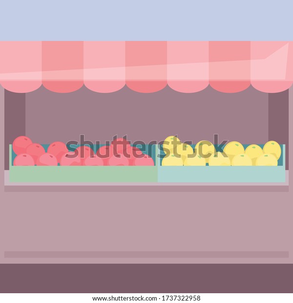 Grocery Shop Facade Flat Cartoon Illustration Stock Vector (Royalty ...