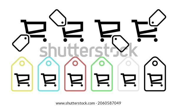 Grocery Shopping Vector Icon Tag Set Stock Vector (Royalty Free ...