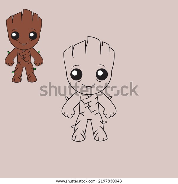 Vektor Stok Groot Character Picture Color (Tanpa Royalti) 2197830043 ...
