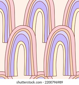 Groovy Rainbows Seamless Pattern Outline Colorful Stock Vector (Royalty ...