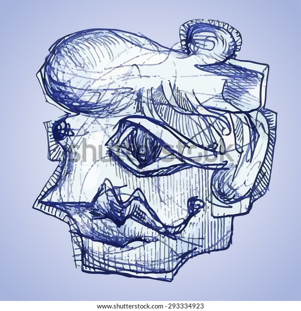 Grotesque Character Surreal Head: vector de stock (libre de regalías ...