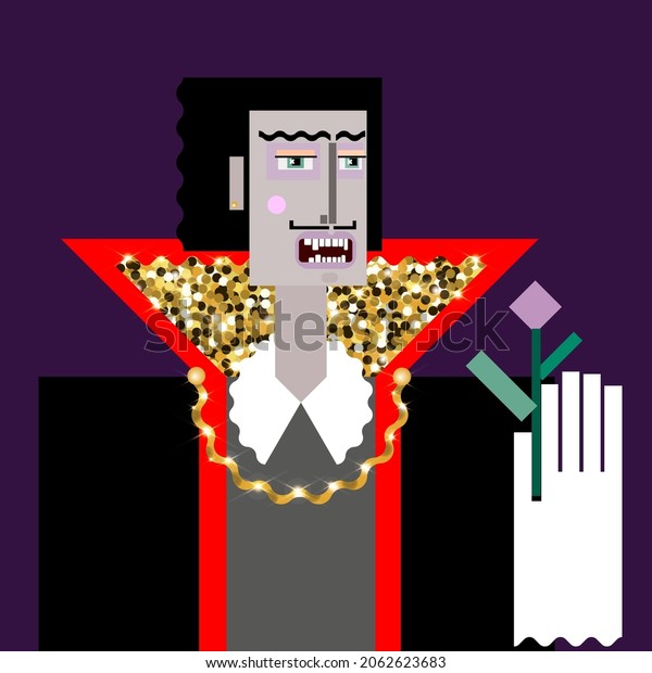 Grotesque Cubic Character Vampire Shiny Gold Stock Vector (Royalty Free ...