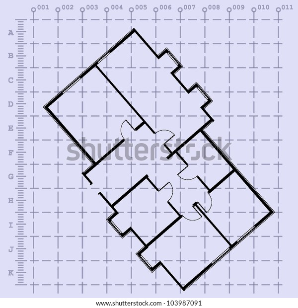Ground Floor Blueprint Vector Illustration Stock Vector (Royalty Free ...