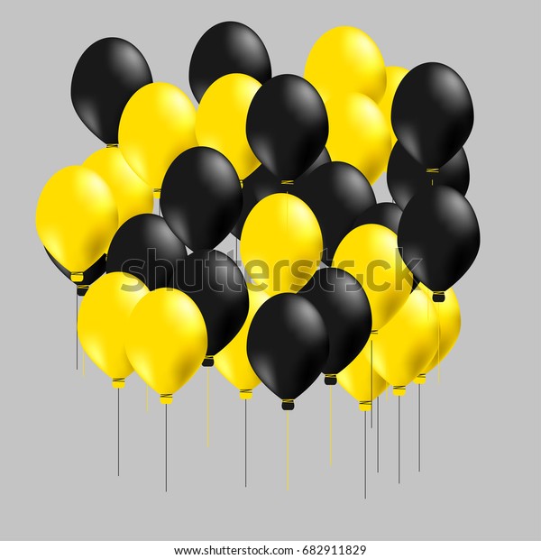 Group Black Yellow Balloons Isolated Vector Stock Vector (Royalty Free ...